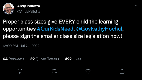 Urge Gov. Hochul to sign the class size bill!